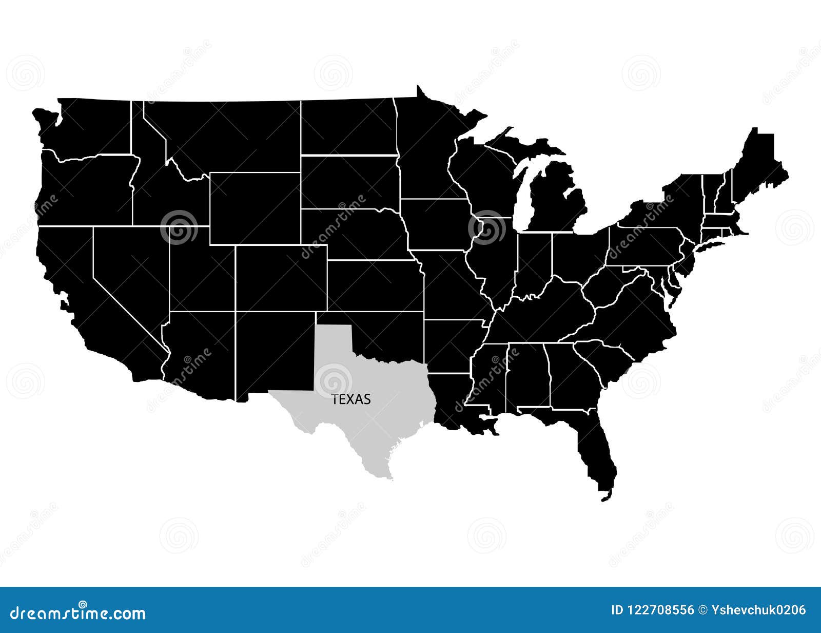 Territory Of Texas. White Background. Vector Illustration ...