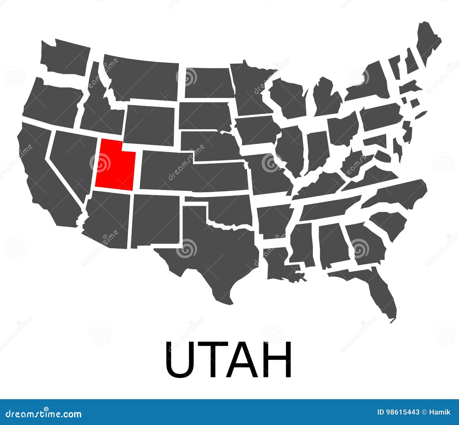 State of Utah on Map of USA Stock Vector - Illustration of isolated ...