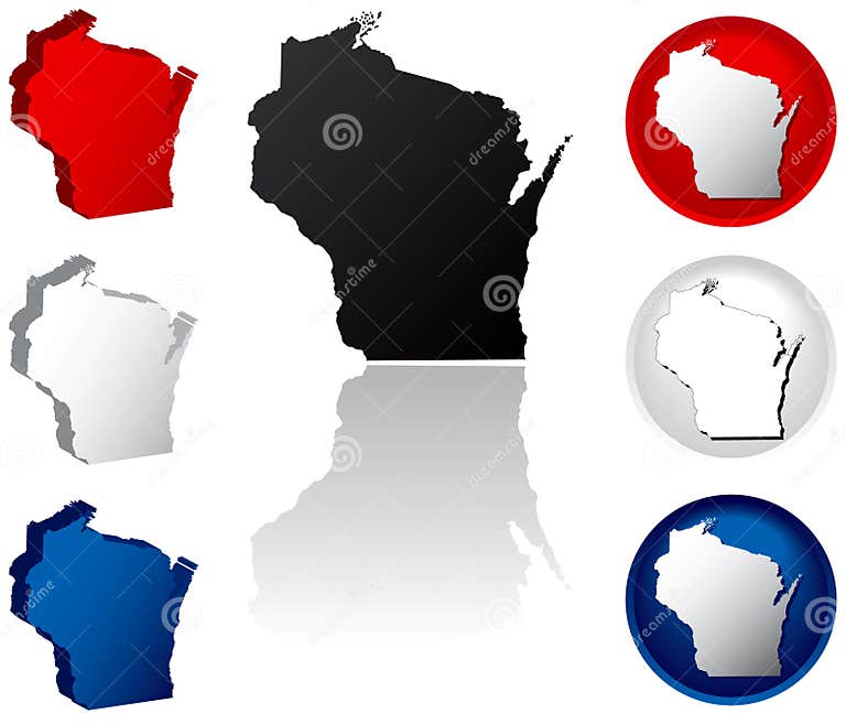 State of Wisconsin Icons stock vector. Illustration of shadow - 5086972