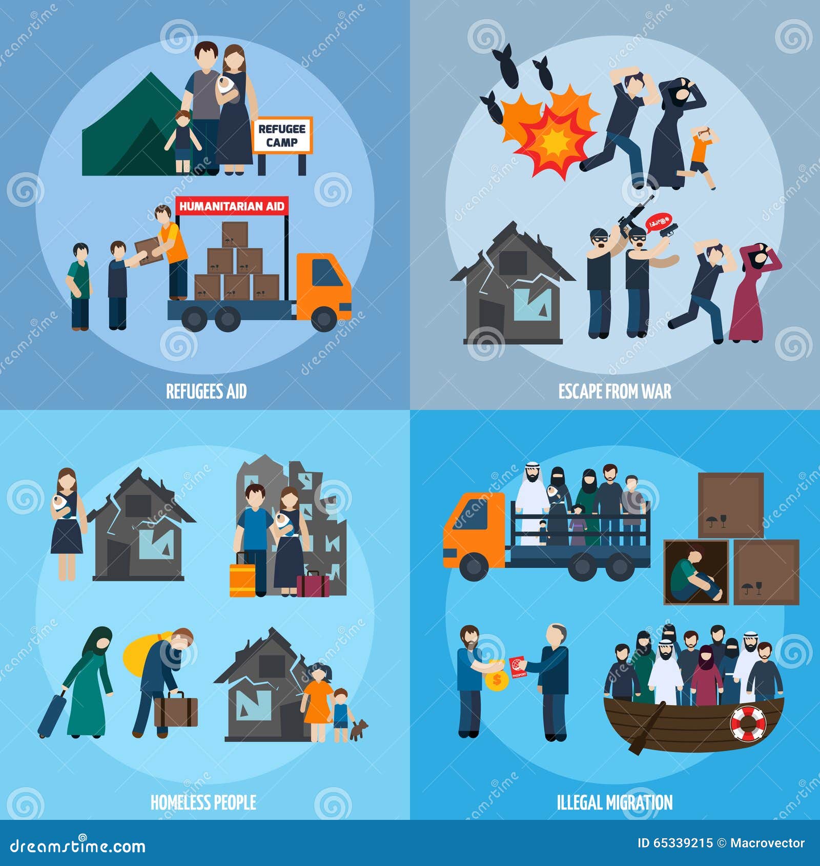 Stateless Refugees On A Truck Trying To Cross Country Border, Illegal ...