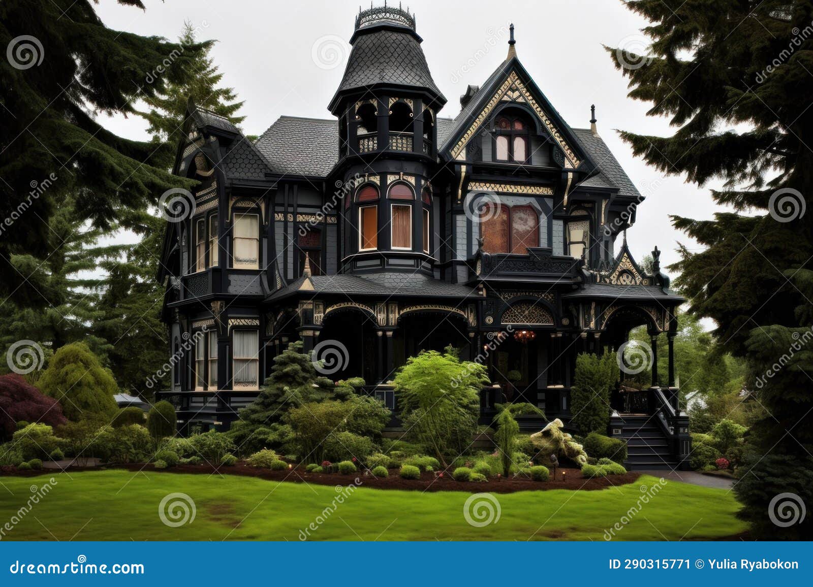 Stately Beautiful Victorian Cute Mansion. Generate Ai Stock ...