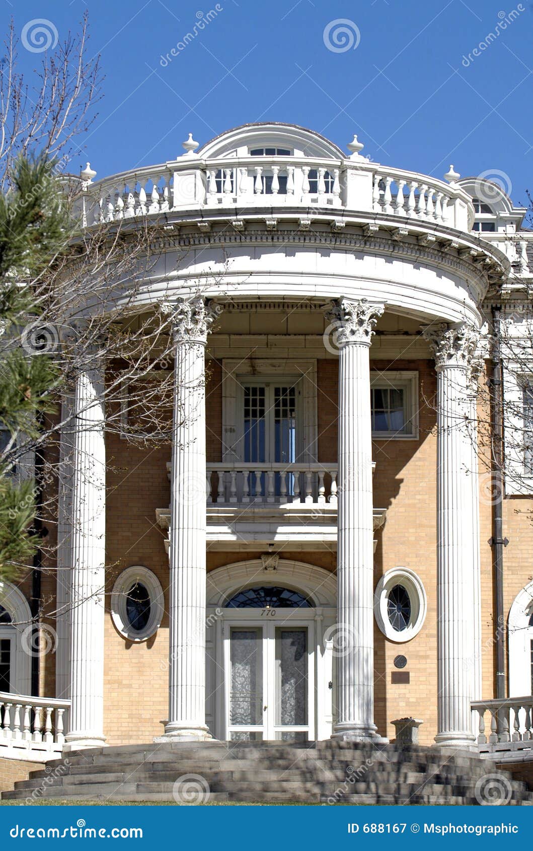 Stately Mansion stock image. Image of balcony, stairs, doors - 688167
