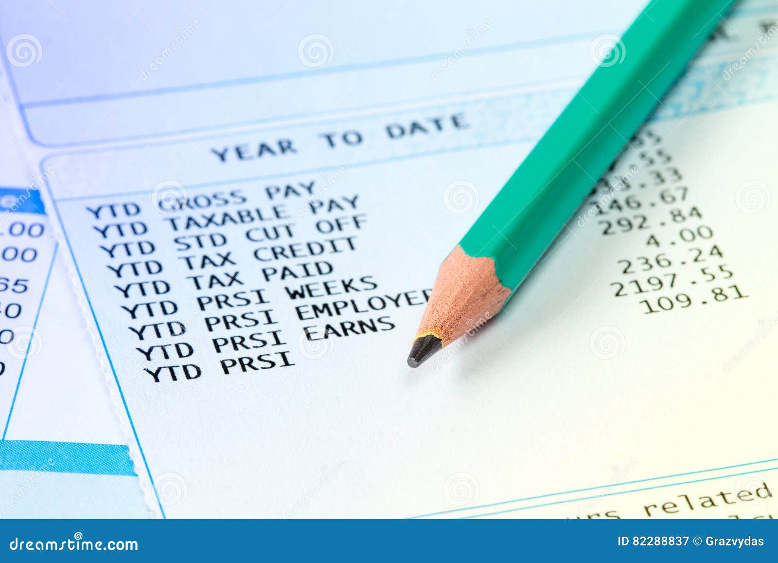 Statement of Payroll Details with a Pencil Stock Image - Image of ...