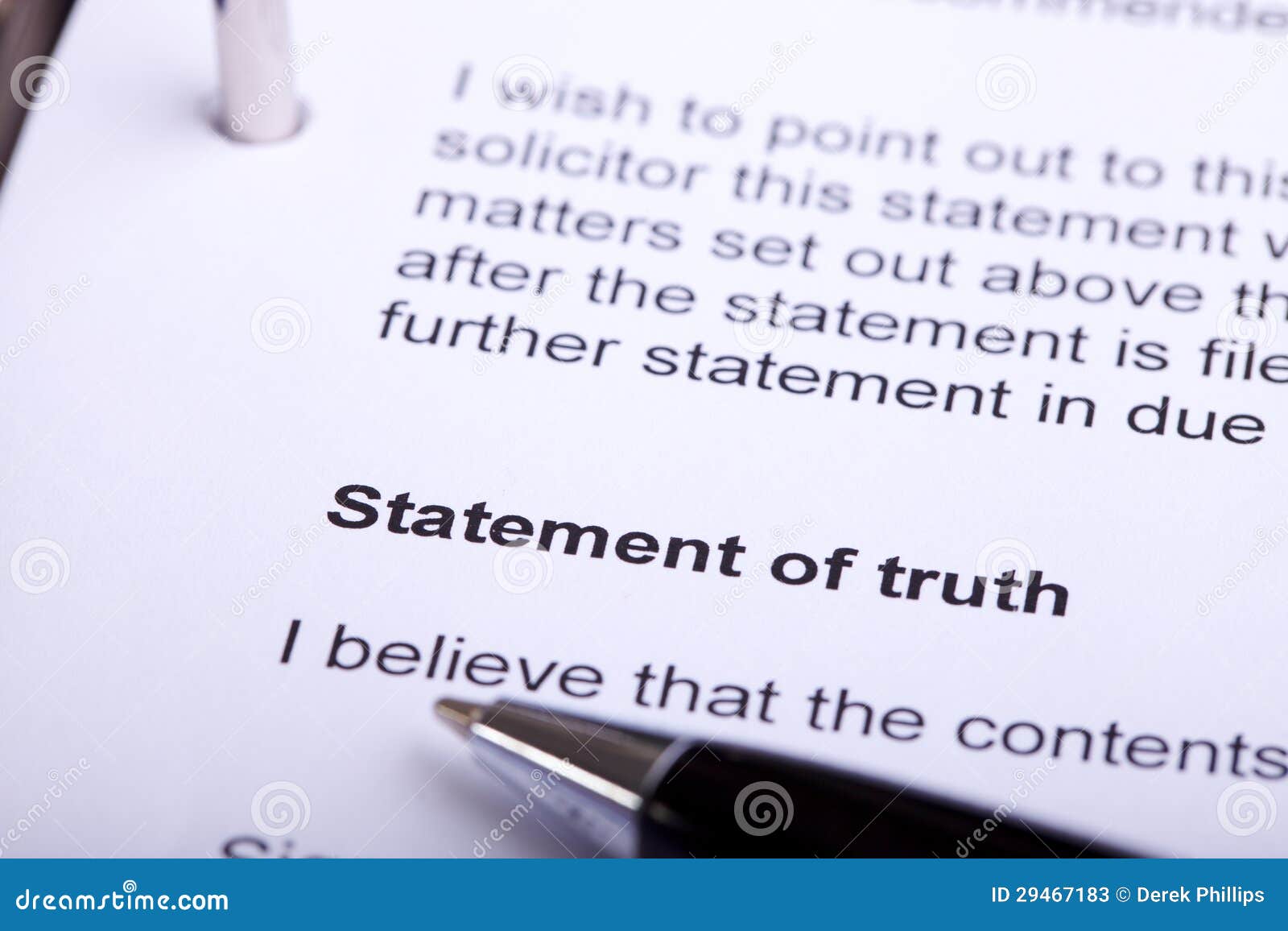 Statement of Truth Paperwork Stock Image - Image of paper, paperwork ...