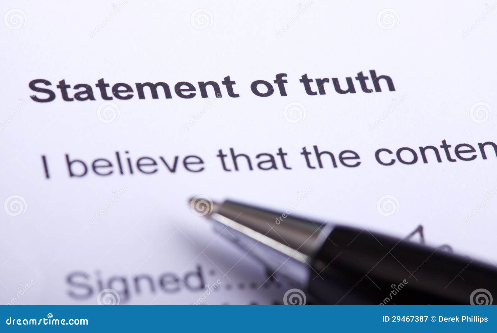 Statement of Truth Paperwork Stock Image - Image of document, paperwork ...