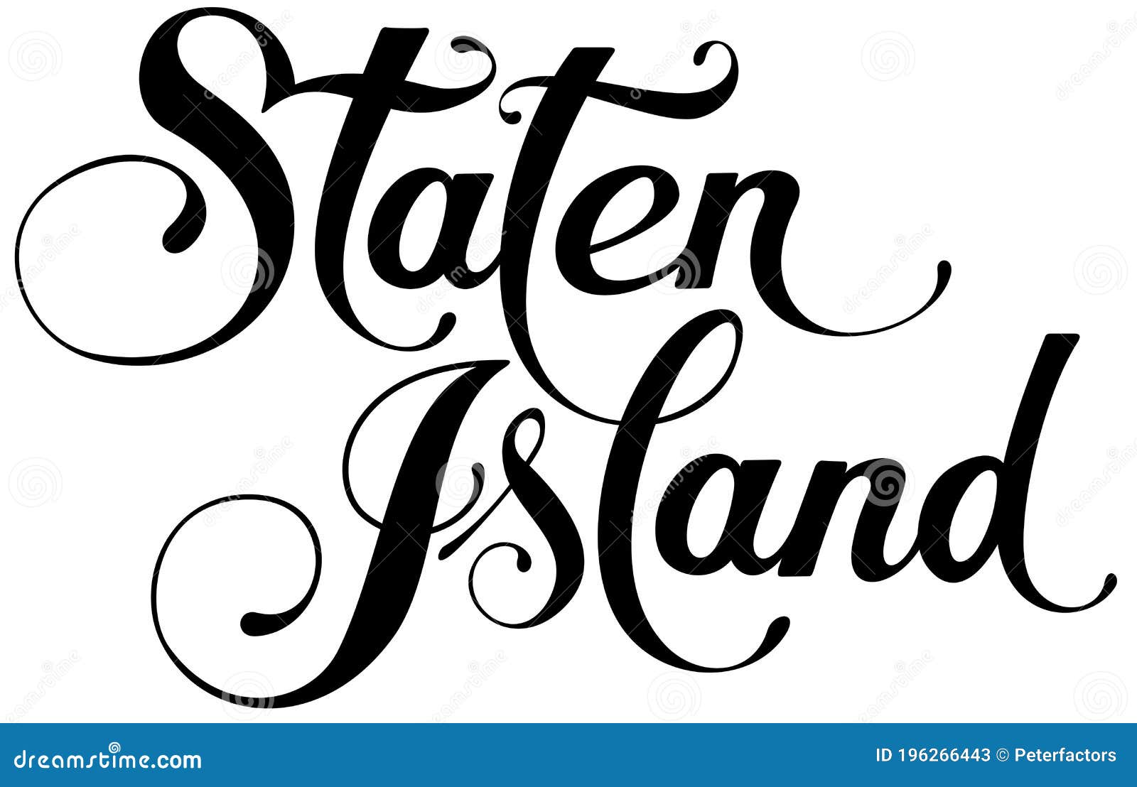 Staten Island - Custom Calligraphy Text Stock Vector - Illustration of ...