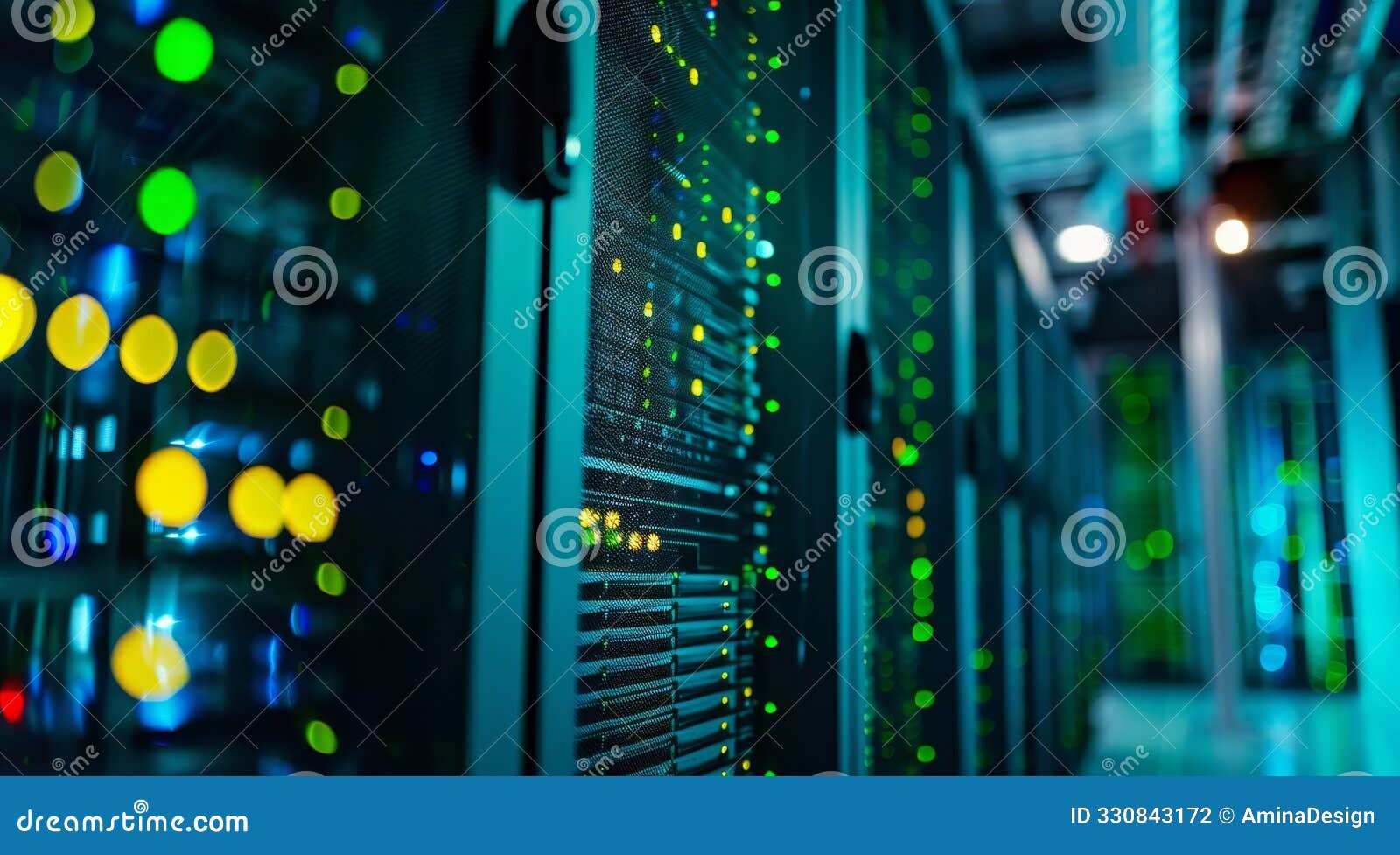 StateoftheArt Modern Data Center Featuring Bright LED Indicators for ...