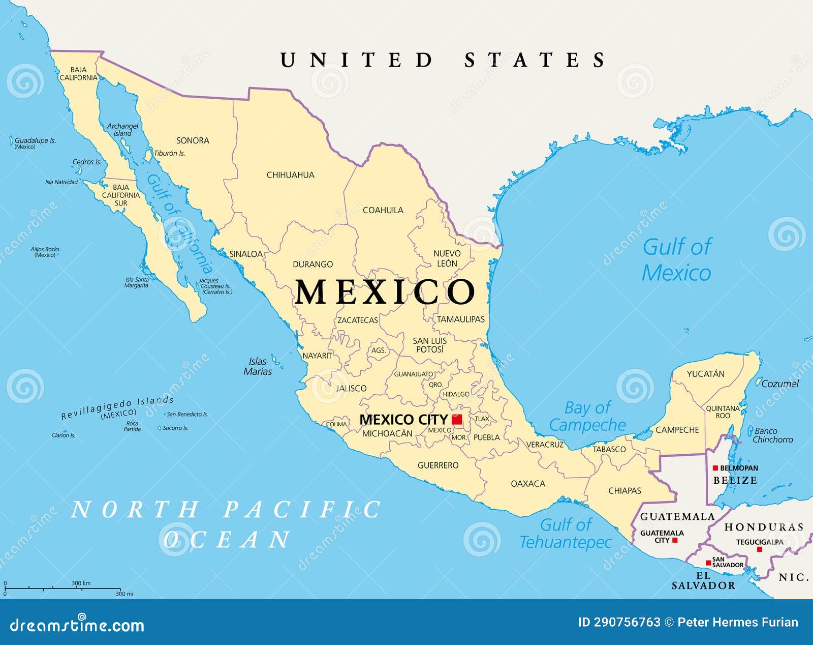 United Mexican States Maps With Markers Cartoon Vector | CartoonDealer ...