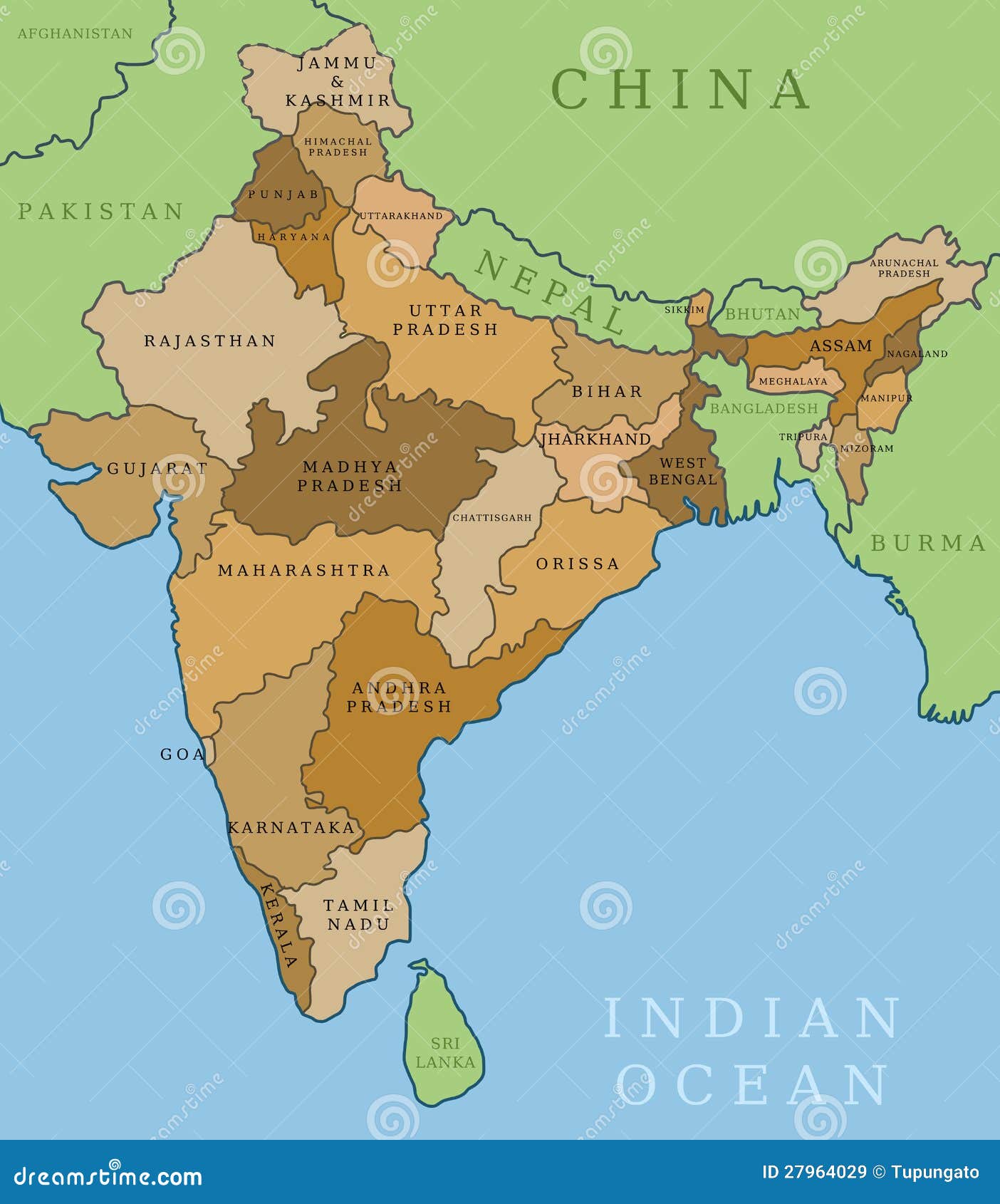 Stati dell'India illustrazione vettoriale. Illustrazione di profilo ...