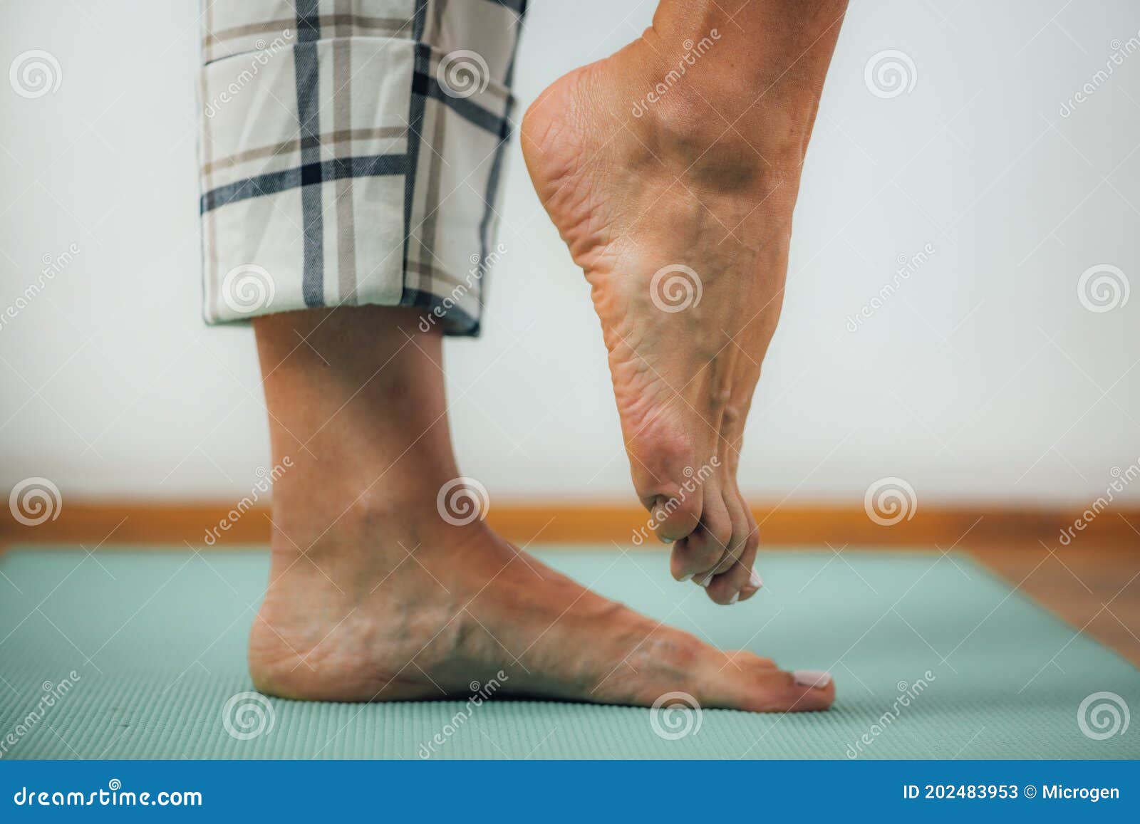 Static Balance Test. Standing on One Leg Stock Image - Image of static ...