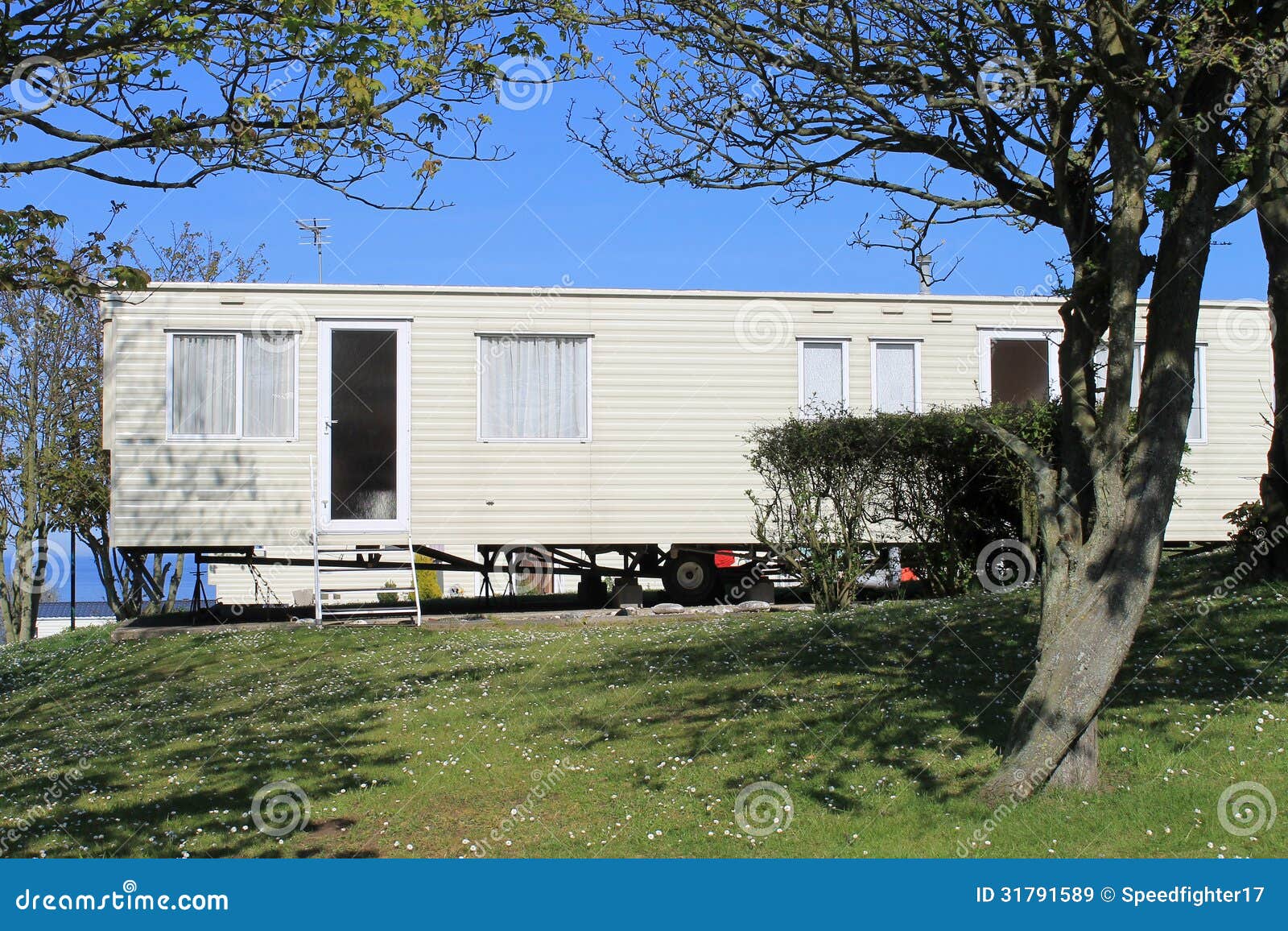 Static Caravan on Trailer Park Stock Image - Image of building ...