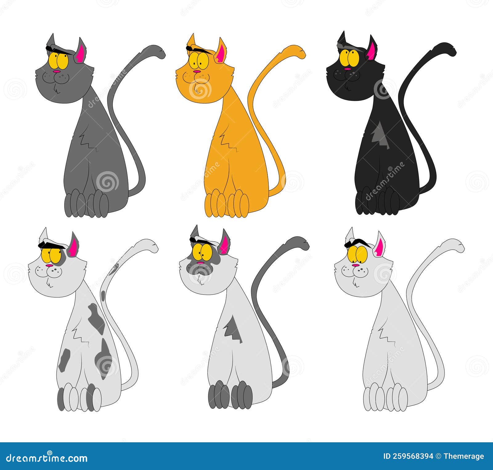 Static Cat of Different Colors Withe a Taile Stock Vector ...