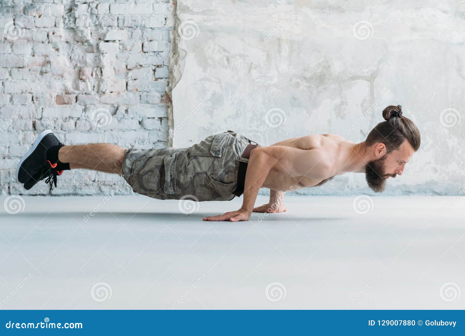 Static Exercise Strength Endurance Athletic Man Stock Photo - Image of ...