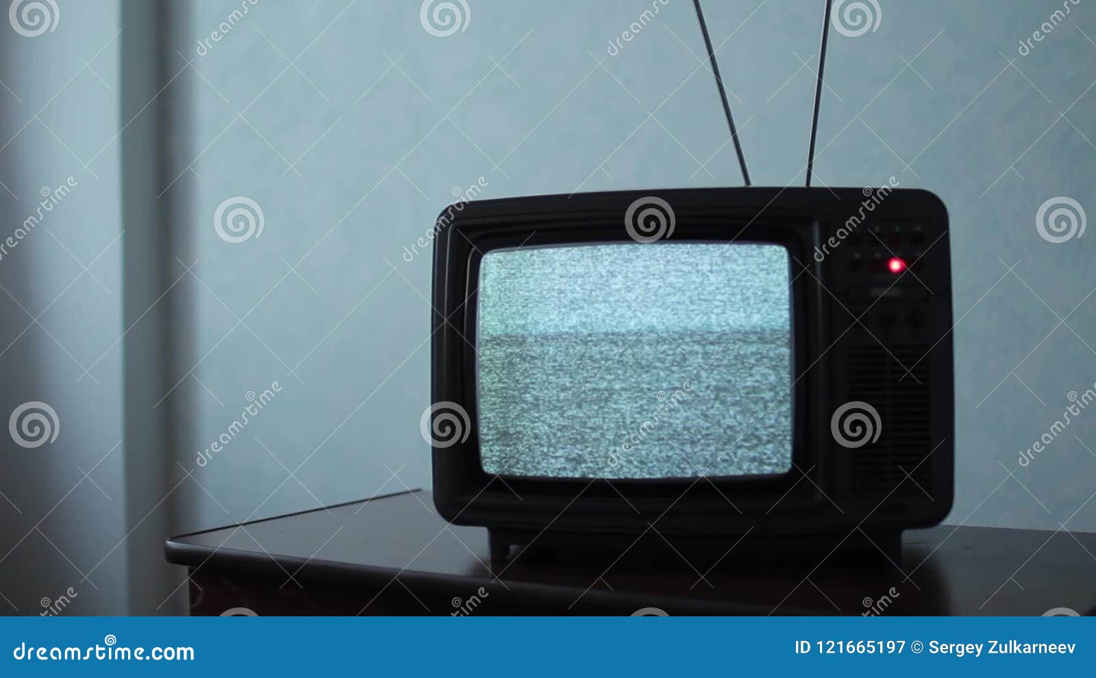 Static Noise on a Vintage TV Set in a Dark Room Stock Video - Video of ...
