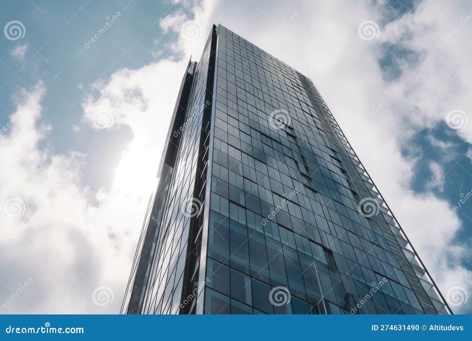 Static Shot of Modern Skyscraper, with Clouds Visible in the Sky and ...