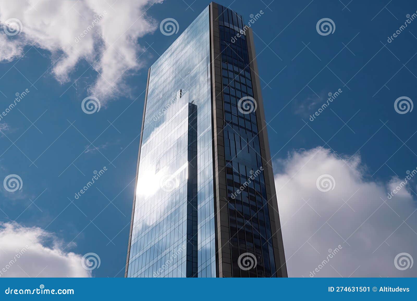 Static Shot of Modern Skyscraper, with Clouds Visible in the Sky and ...