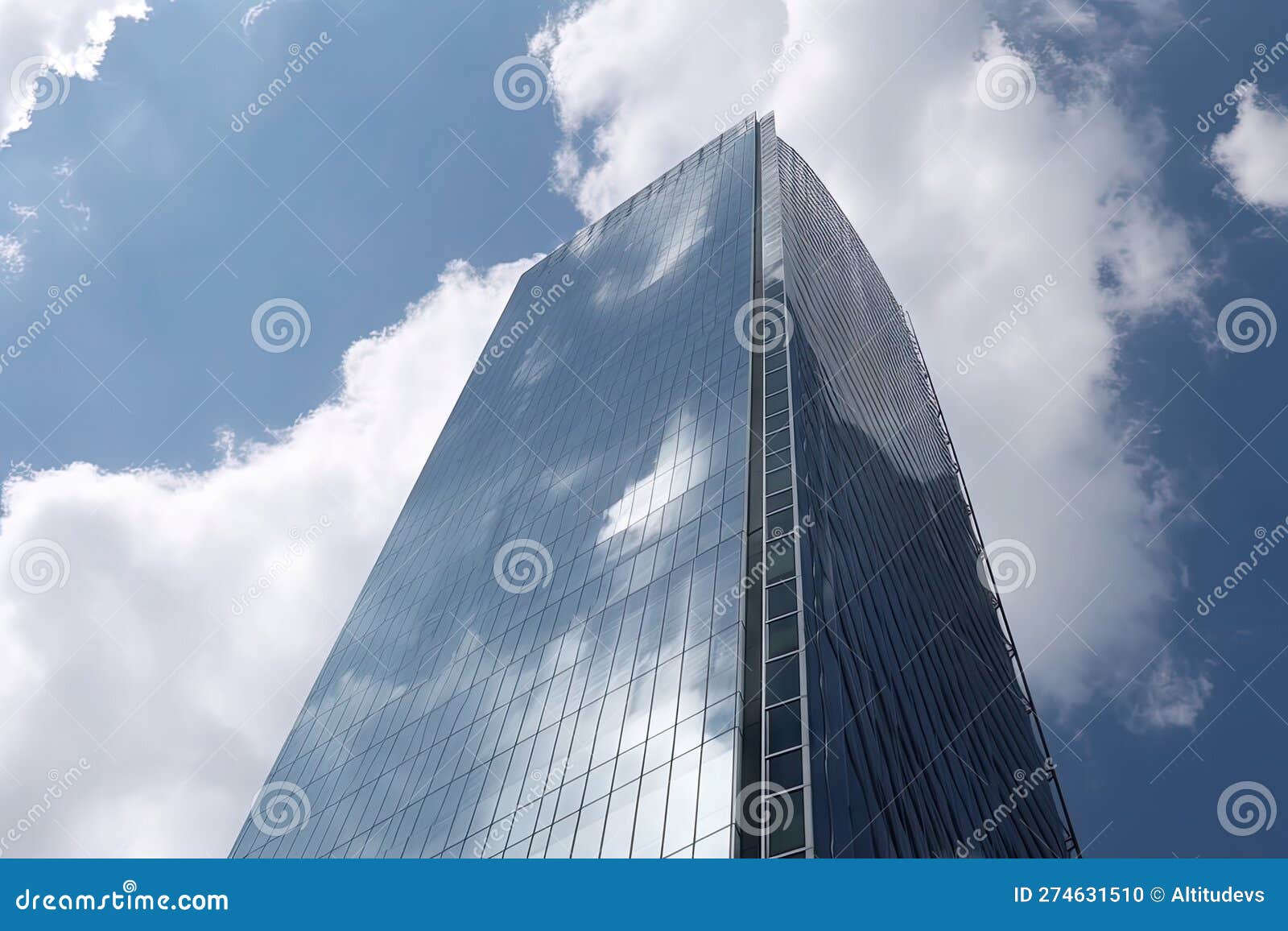 Static Shot of Modern Skyscraper, with Clouds Visible in the Sky and ...