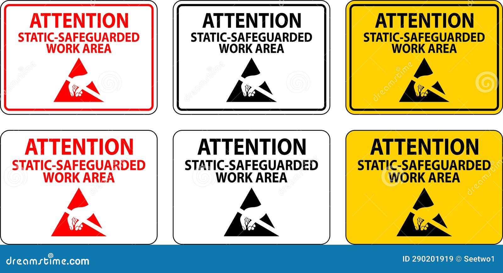 Static Warning Sign Attention - Static-Safeguarded Work Area Stock ...