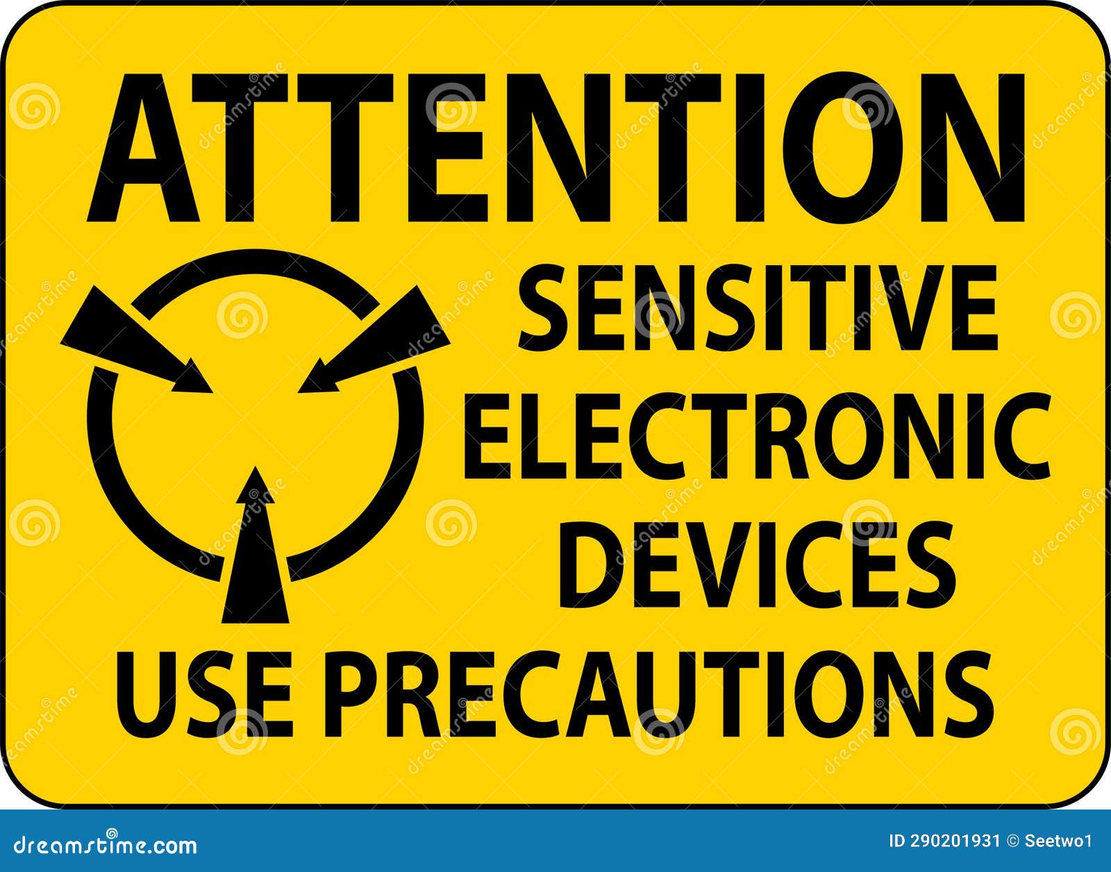 Static Warning Sign Attention - Sensitive Electronic Devices Use ...