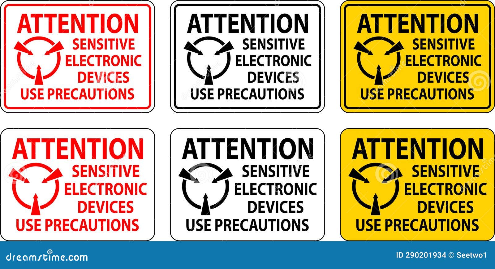 Static Warning Sign Attention - Sensitive Electronic Devices Use ...
