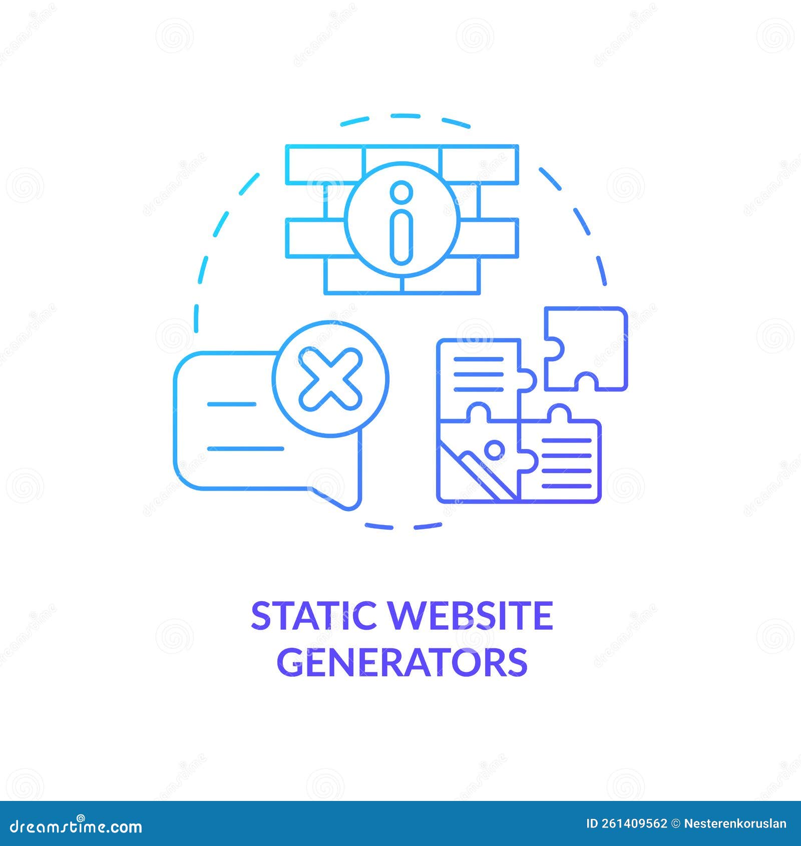 Static Website Generators Blue Gradient Concept Icon Stock Vector ...