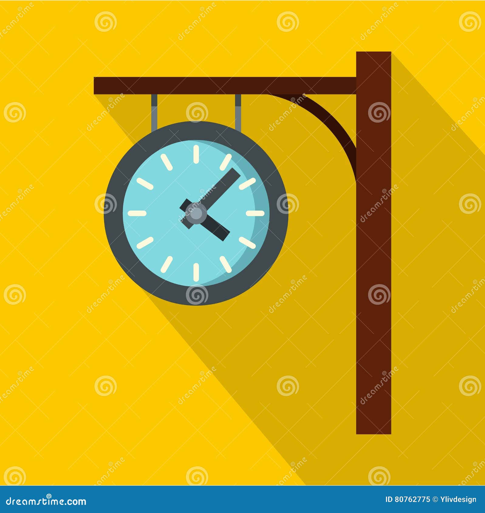 Station Clock Icon, Flat Style Stock Vector - Illustration of flat ...