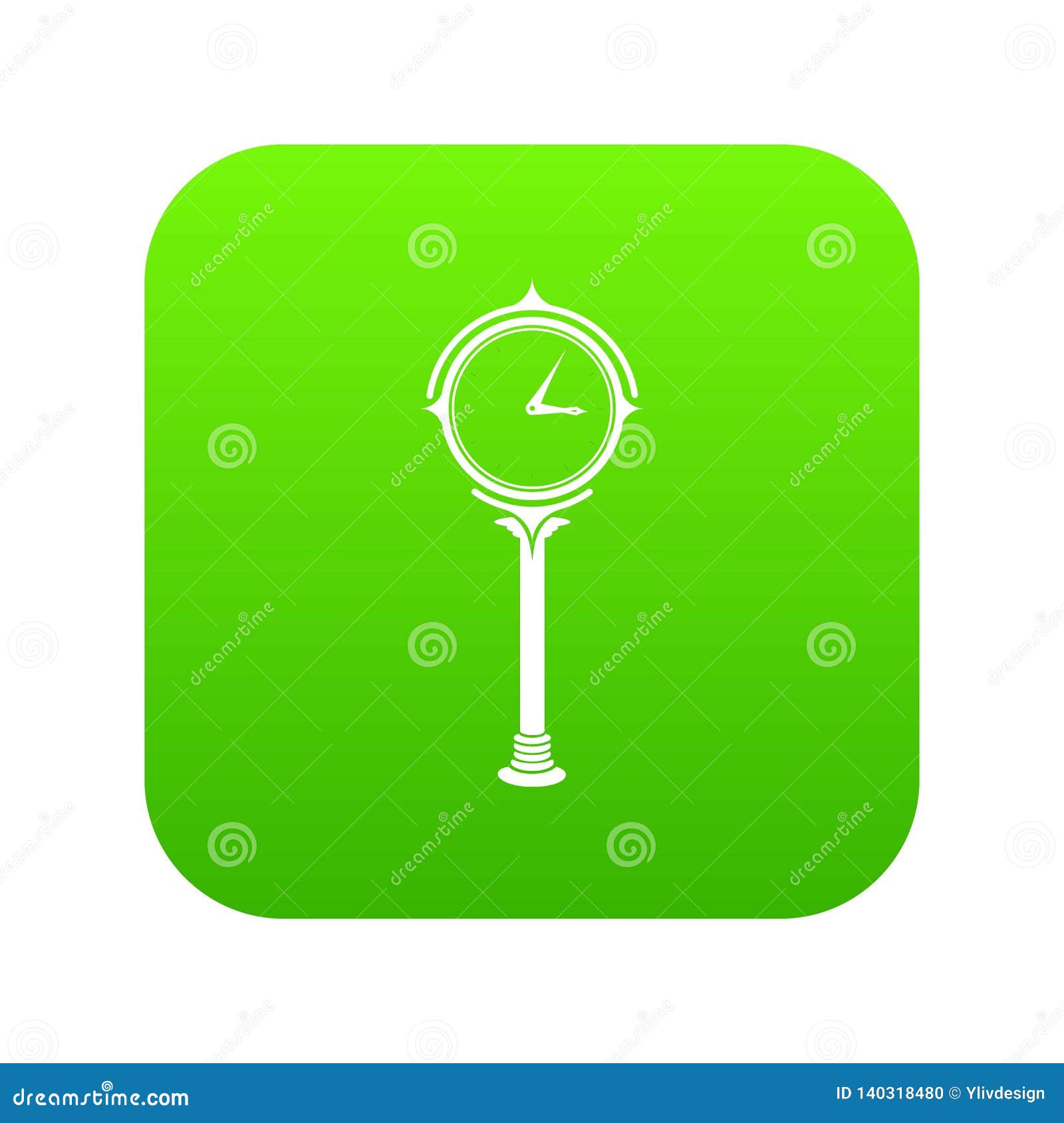 Station Clock Icon Green Vector Stock Vector - Illustration of scale ...