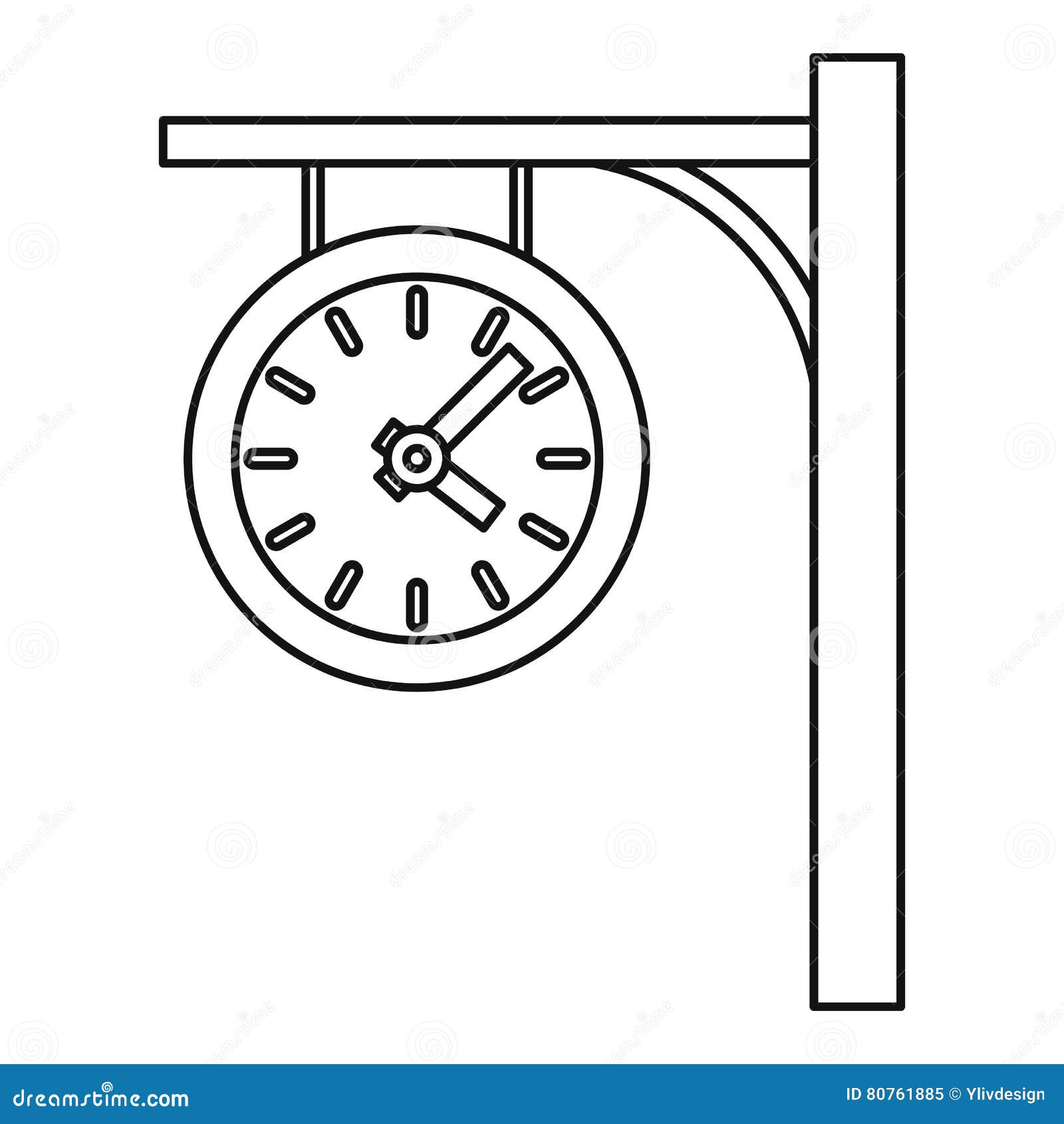 Station Clock Icon, Outline Style Stock Vector - Illustration of minute ...