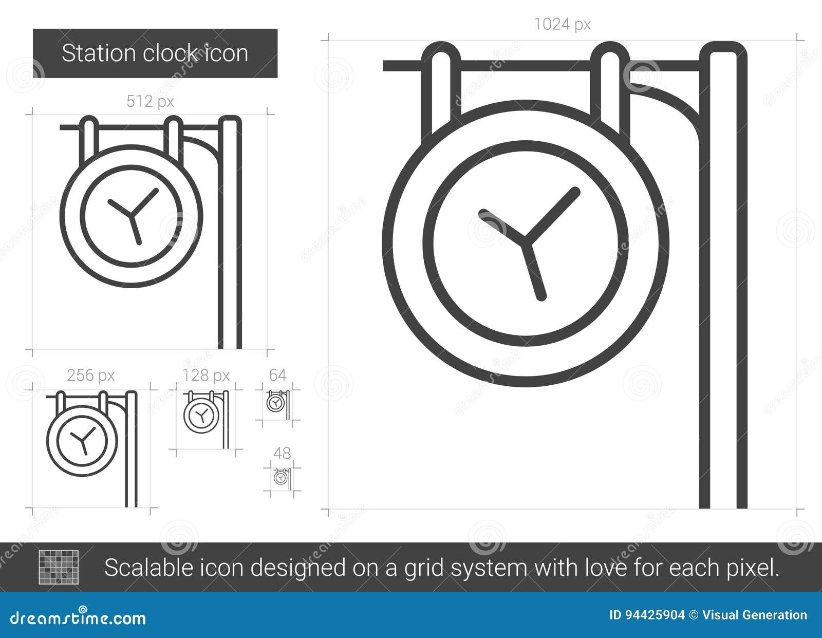 Station clock line icon. stock vector. Illustration of icon - 94425904