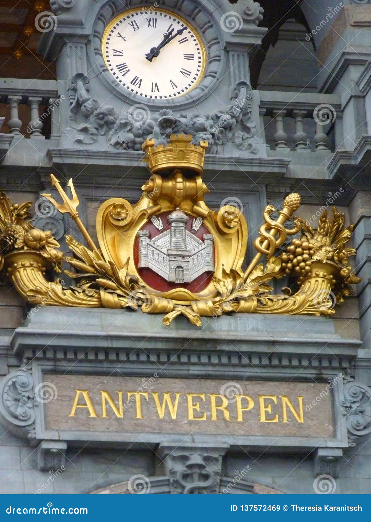 Station clock stock image. Image of cornucopia, heraldic - 137572469