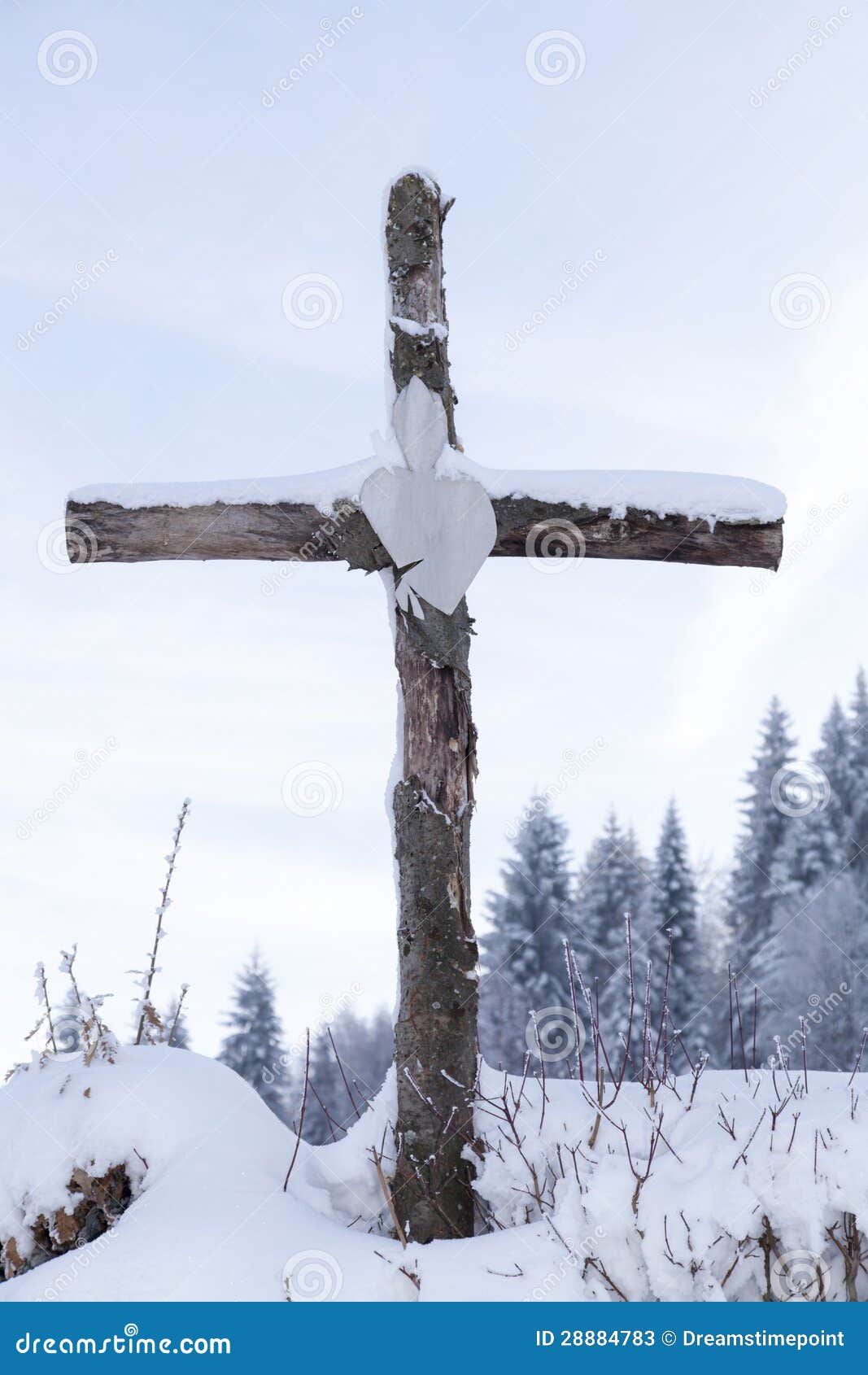 Station of the Cross in Snowy Forrest Stock Image - Image of winter ...