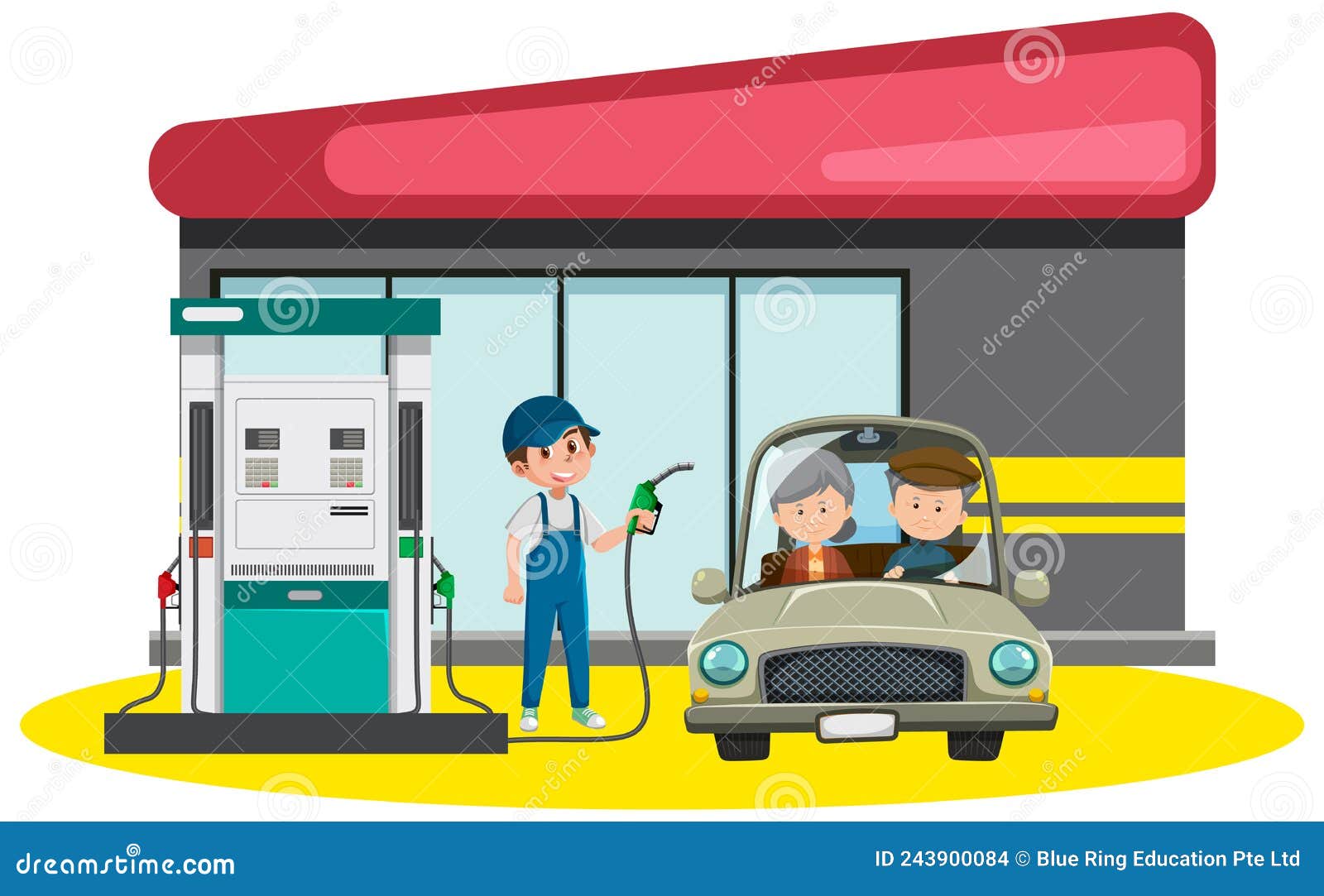 Station D'essence En Dessin Animé Illustration de Vecteur ...