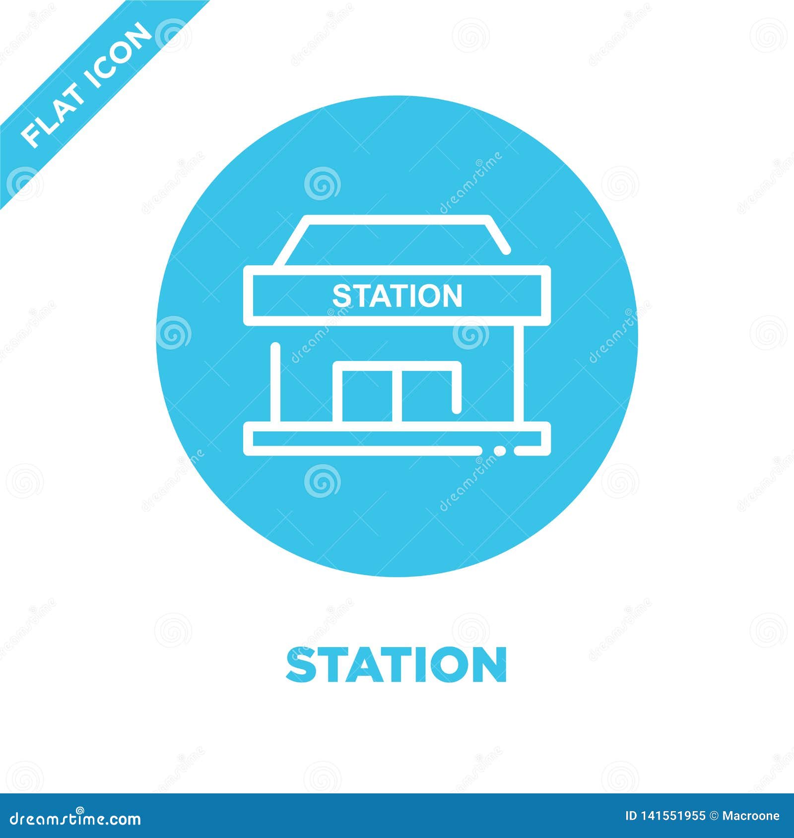 Station Icon Vector. Thin Line Station Outline Icon Vector Illustration ...