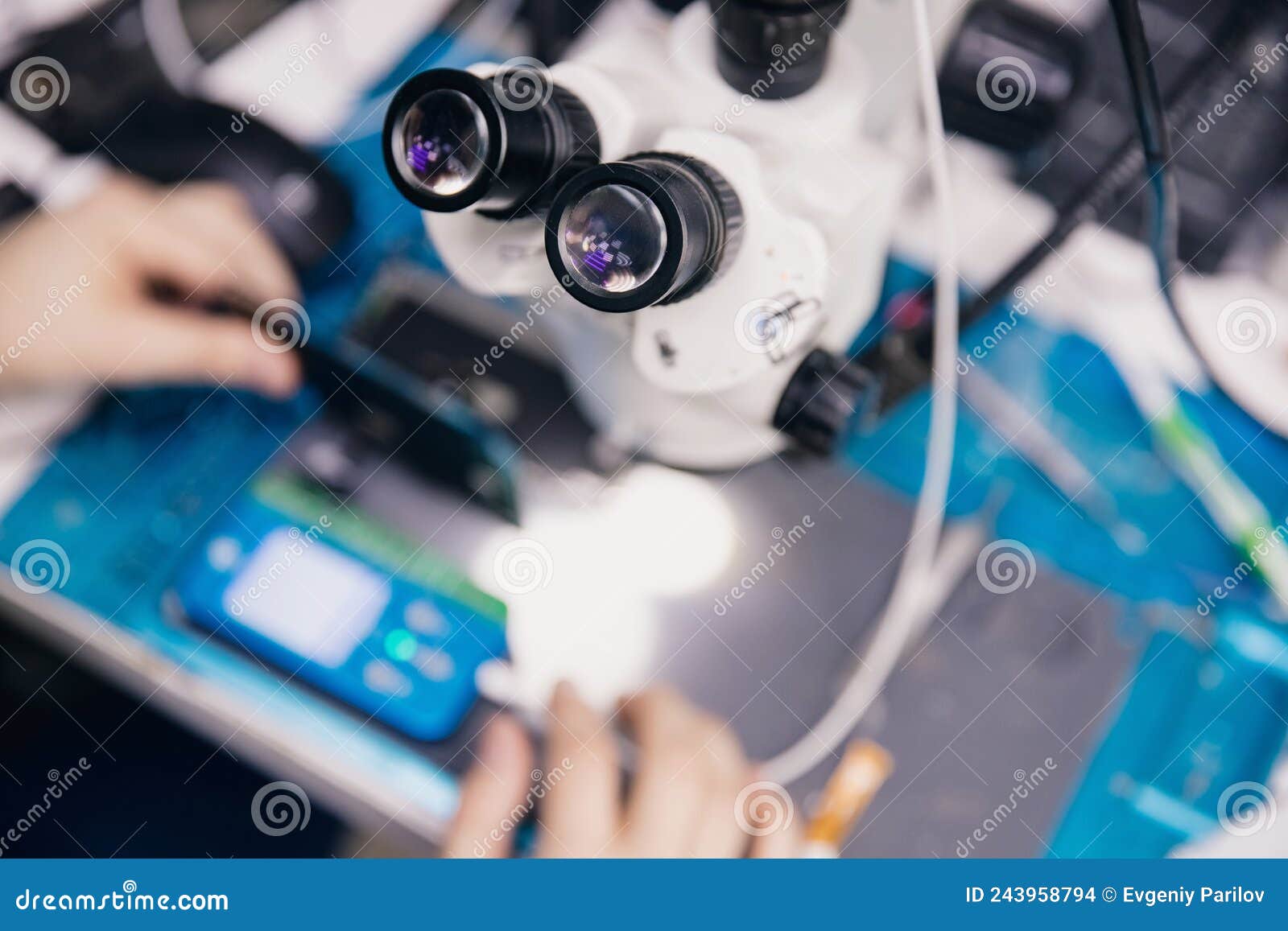 Station with Microscope for Repair and Soldering of Microcircuits ...
