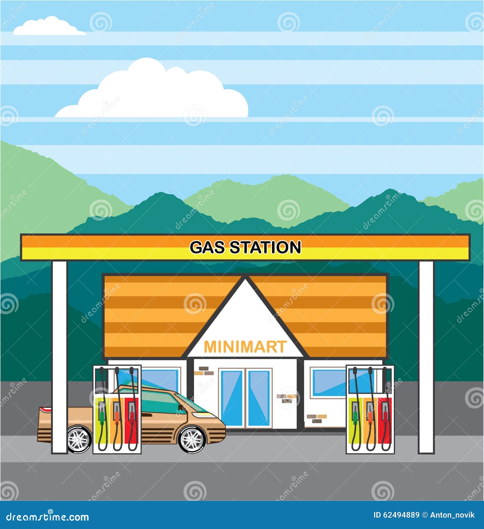 Station service de vecteur illustration de vecteur. Illustration du ...