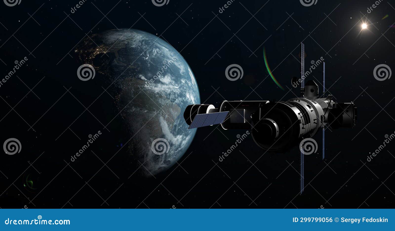Station Spatiale En Orbite Terrestre Illustration Stock - Illustration ...
