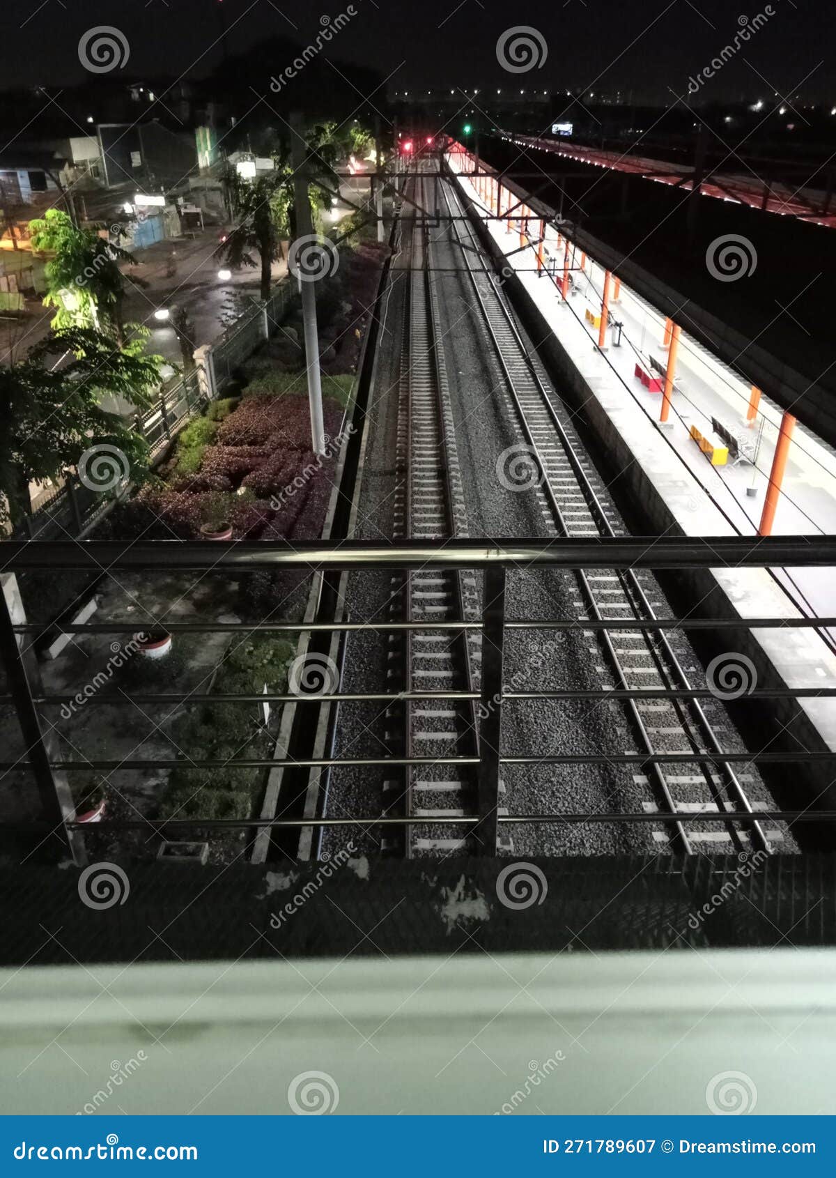 Station View a Quiet Train from the Top of the Building Stock Image ...