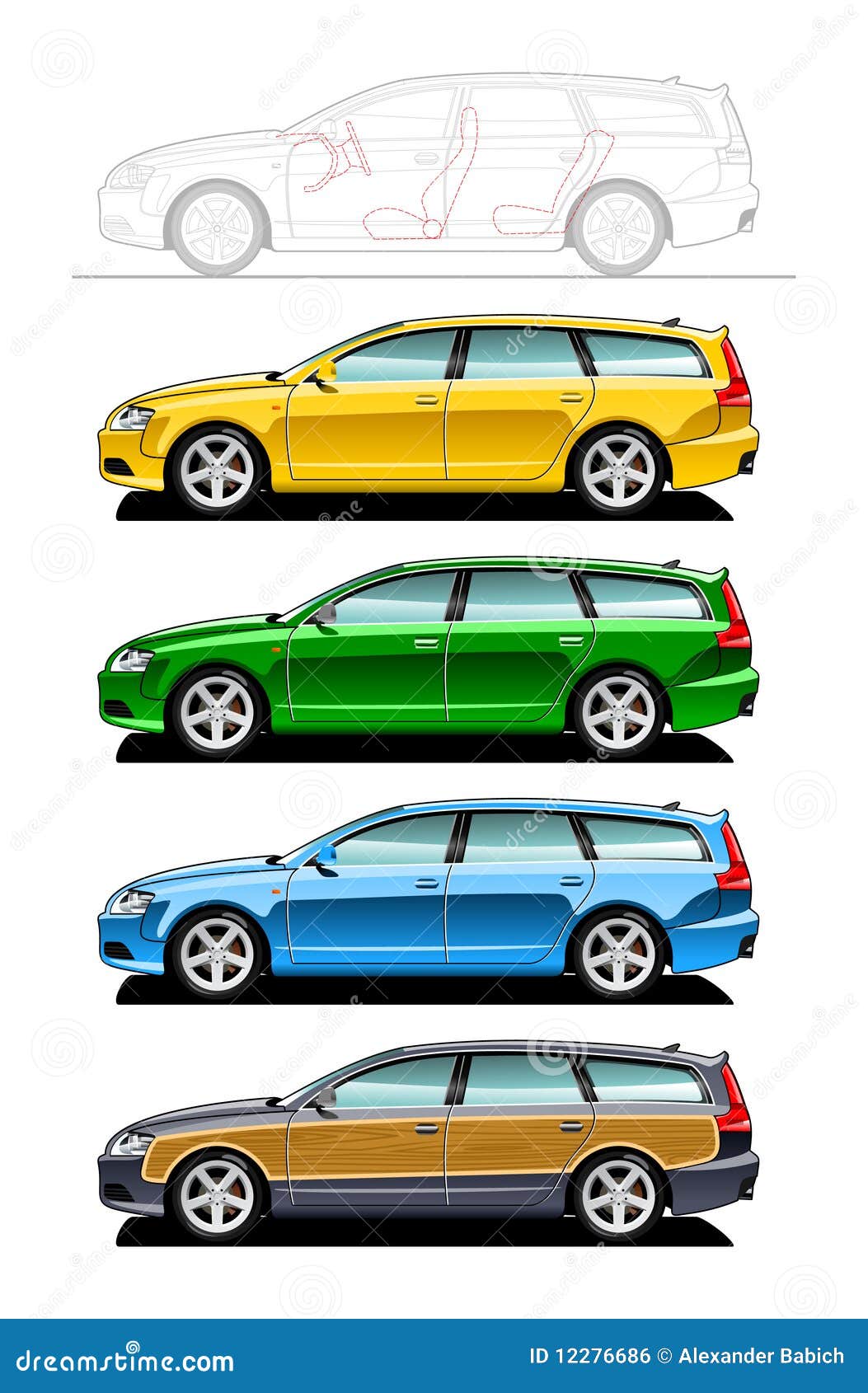Station wagon, woodie stock vector. Illustration of sedan - 12276686