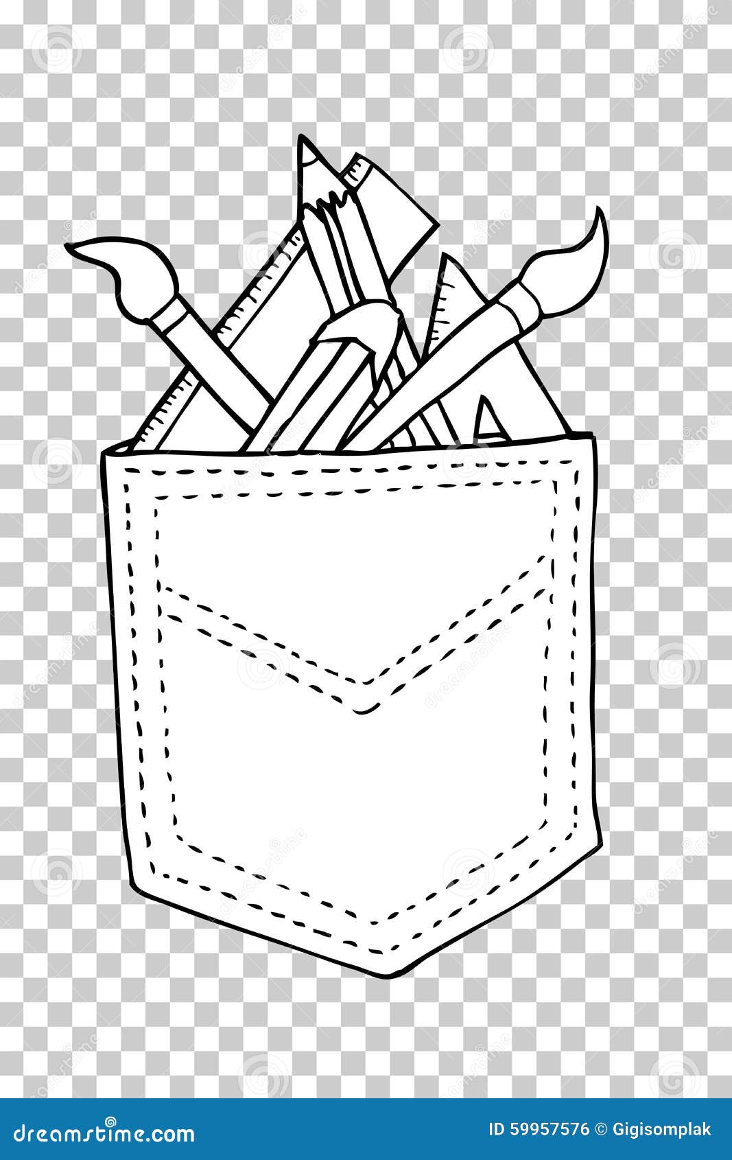 Stationary in the Back Pocket Stock Vector - Illustration of paint ...