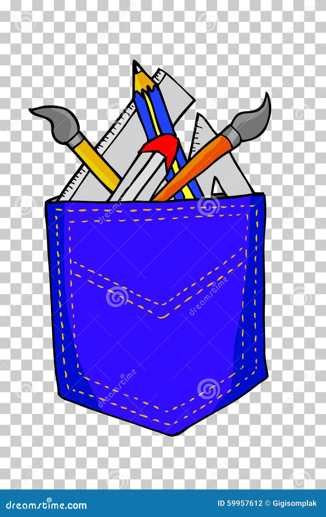 Stationary in the Back Pocket Stock Vector - Illustration of clip ...