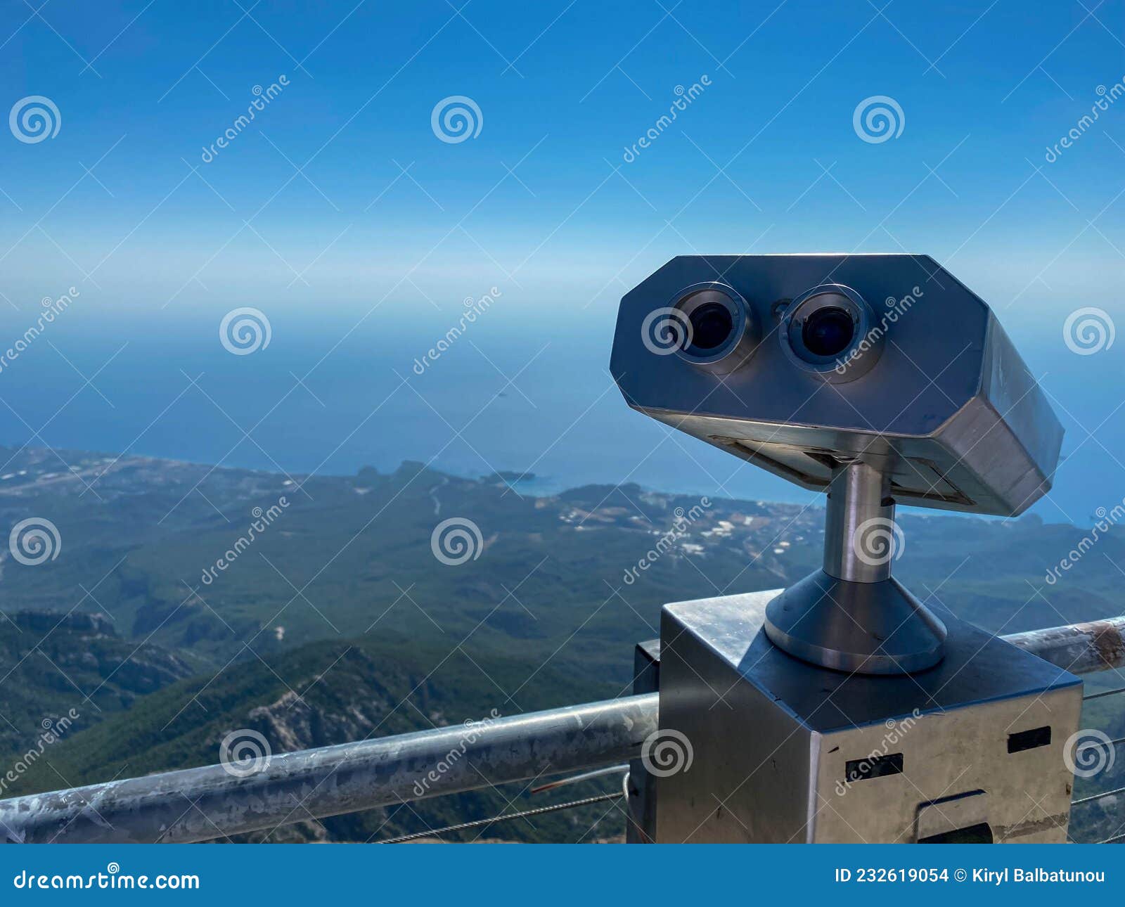 Stationary Viewing Binoculars With Coin Acceptor. At A High Point In ...