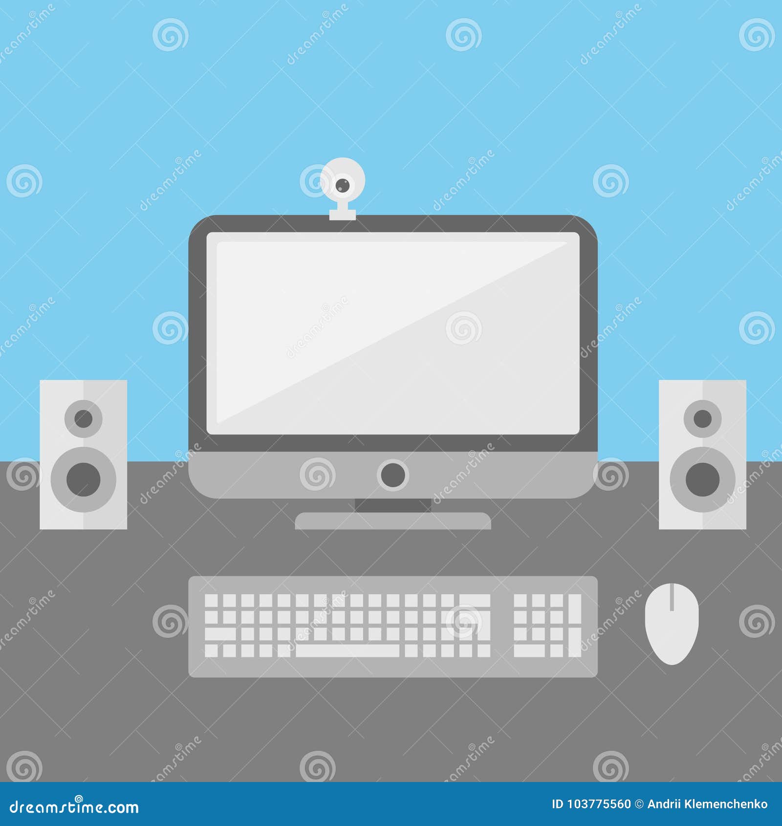 Stationary Computer with Complete Configuration. Vector Illustration ...