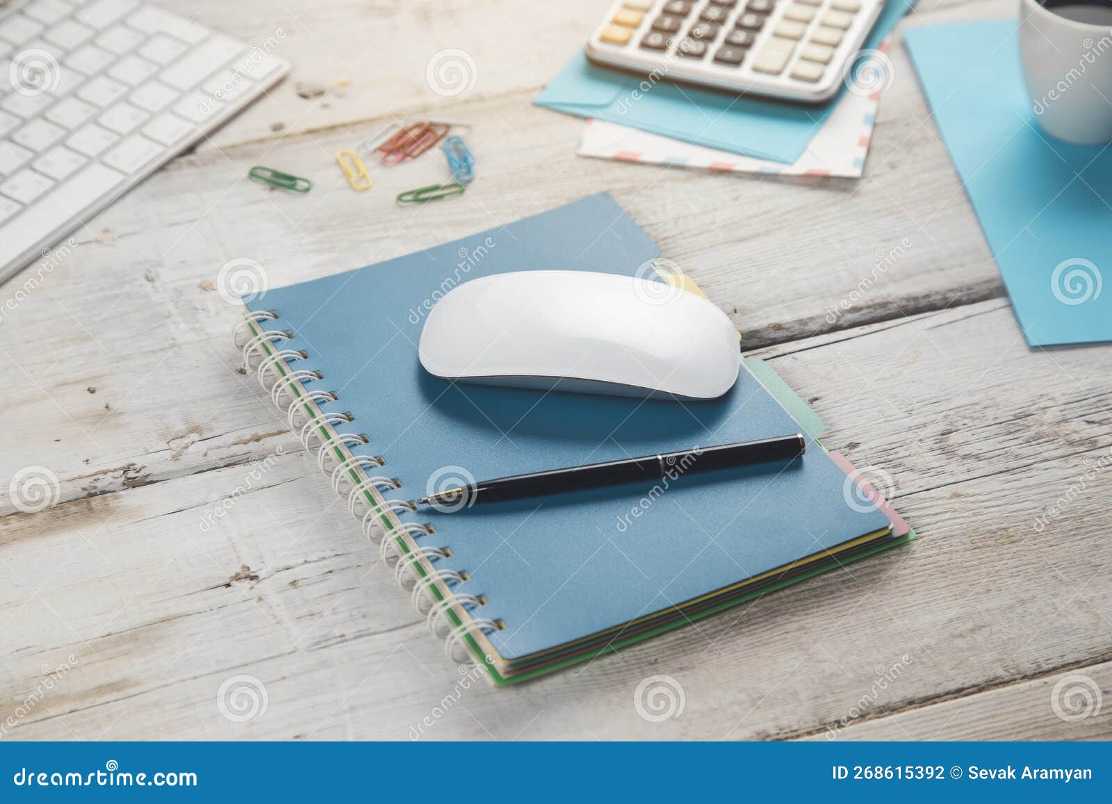Stationary and Computer on the Working Table Stock Photo - Image of ...