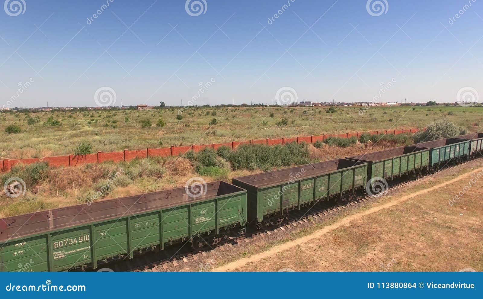 Stationary Freight Train with Empty Cargo Containers Stock Footage ...