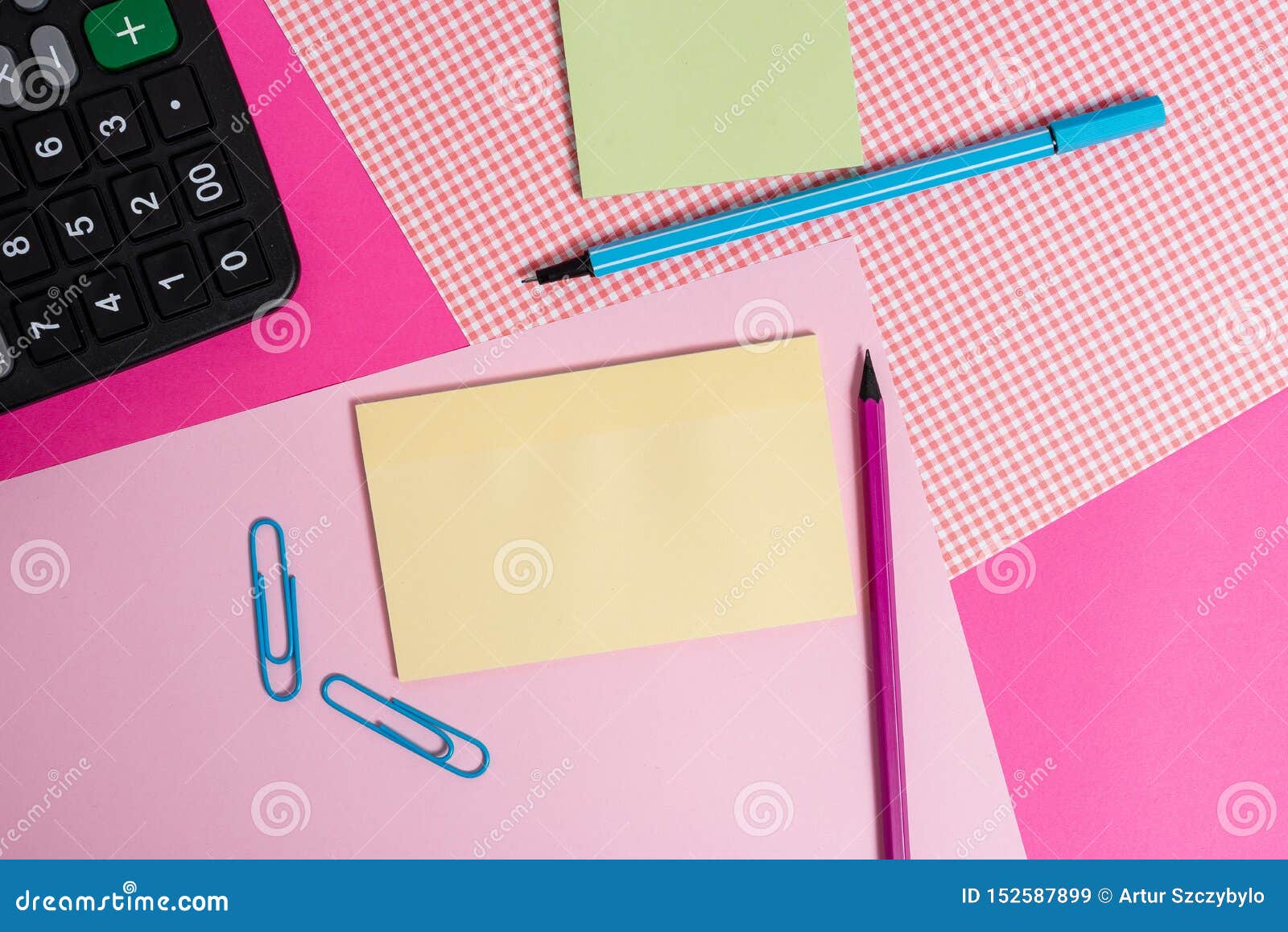 Stationary and Notation Papers Placed Above Coloured Backdrop. Writing ...