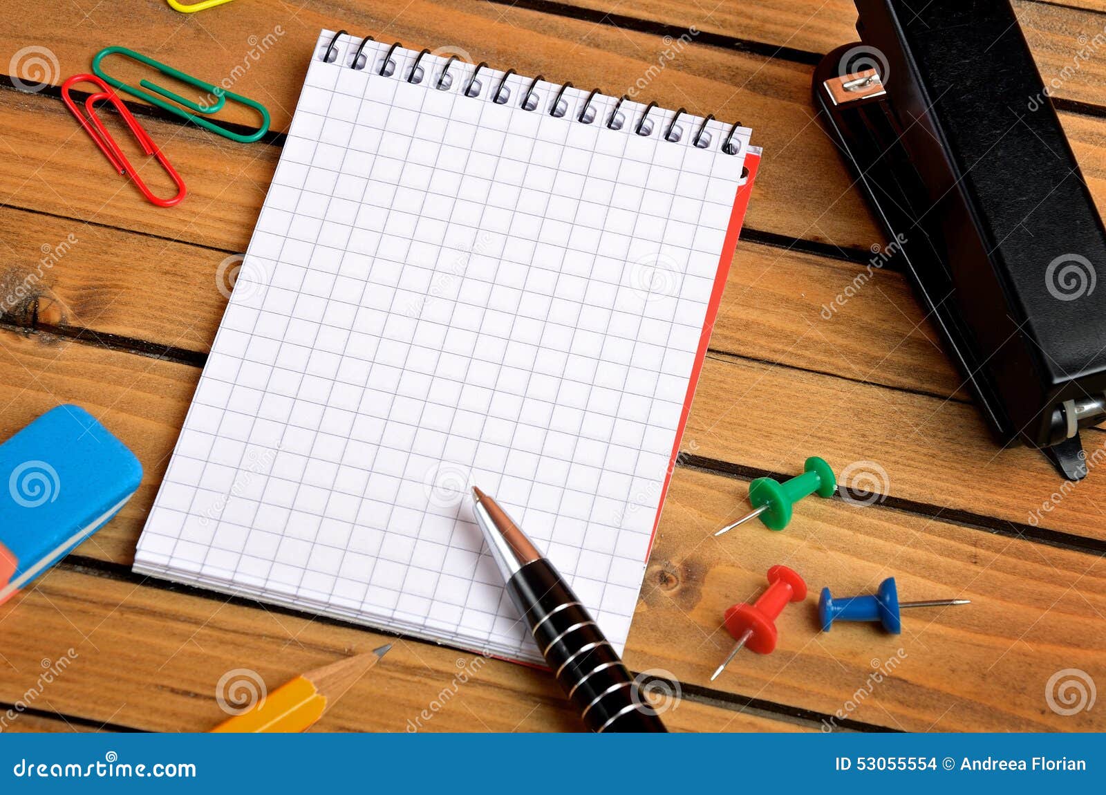 Stationary office on table stock photo. Image of jotter - 53055554