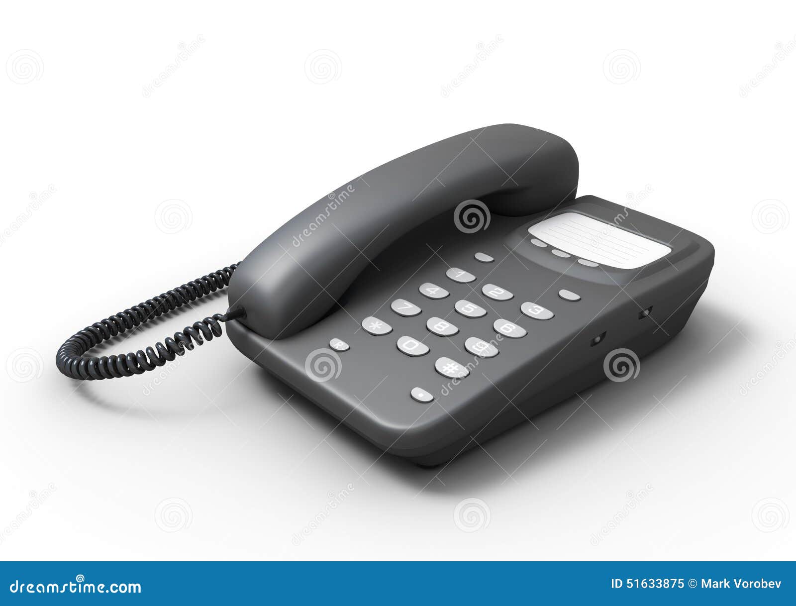 Stationary Push-button Telephone on a White Stock Illustration ...