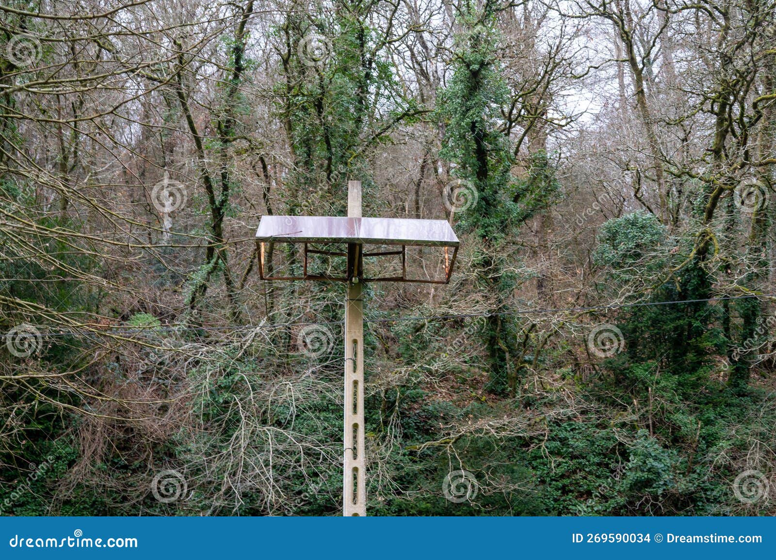 Stationary Small Solar Battery on a Concrete Pole Stock Photo - Image ...