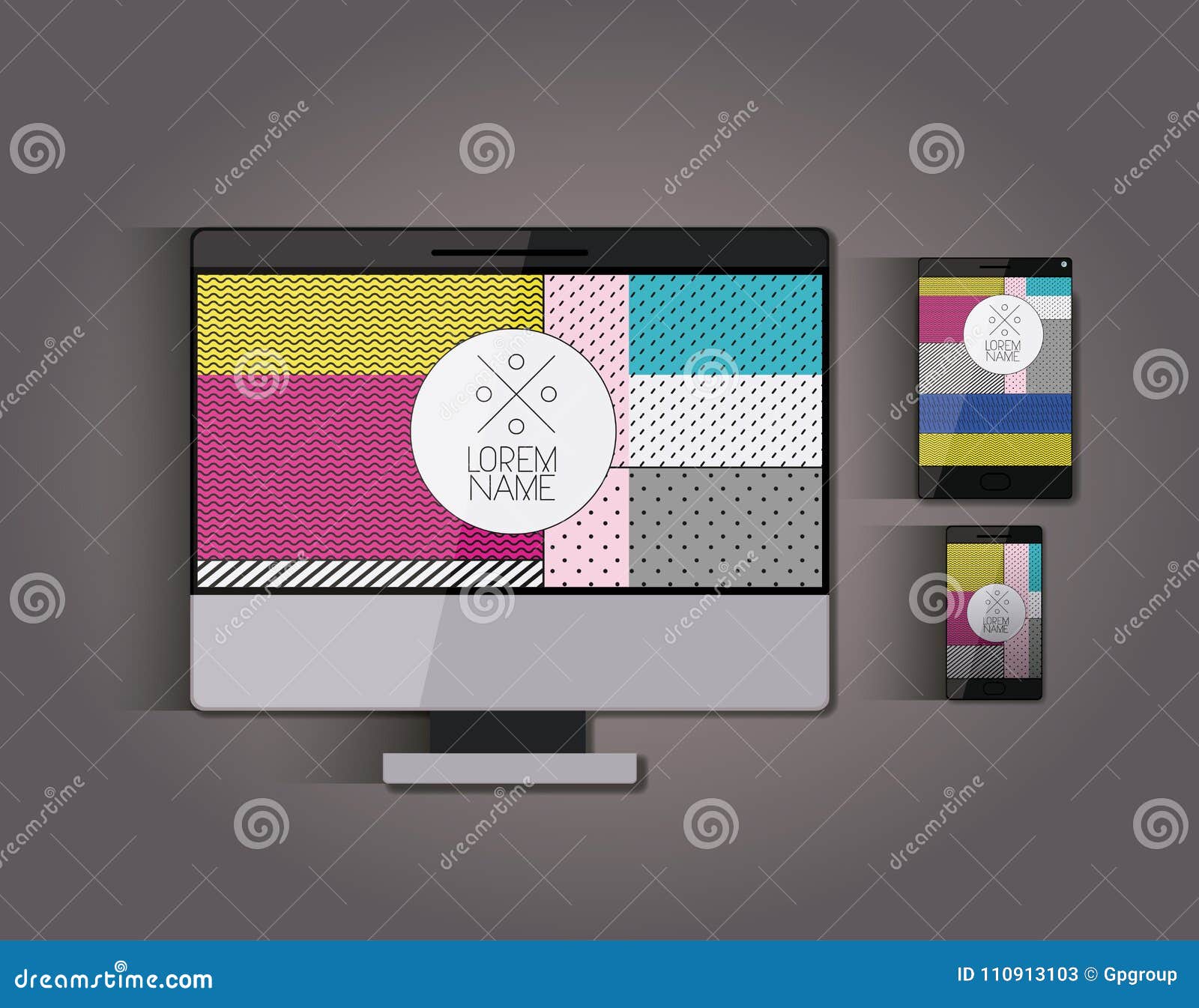 Stationary Templates With Texture Colours Business Stationery On Gray ...