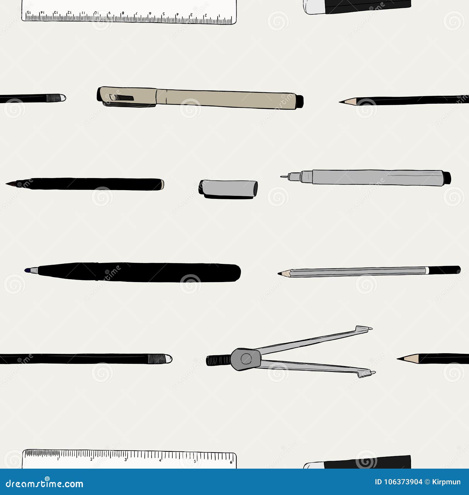 Stationary Vector Set , Hand Draw Sketch Seamless Pattern Vector Stock ...